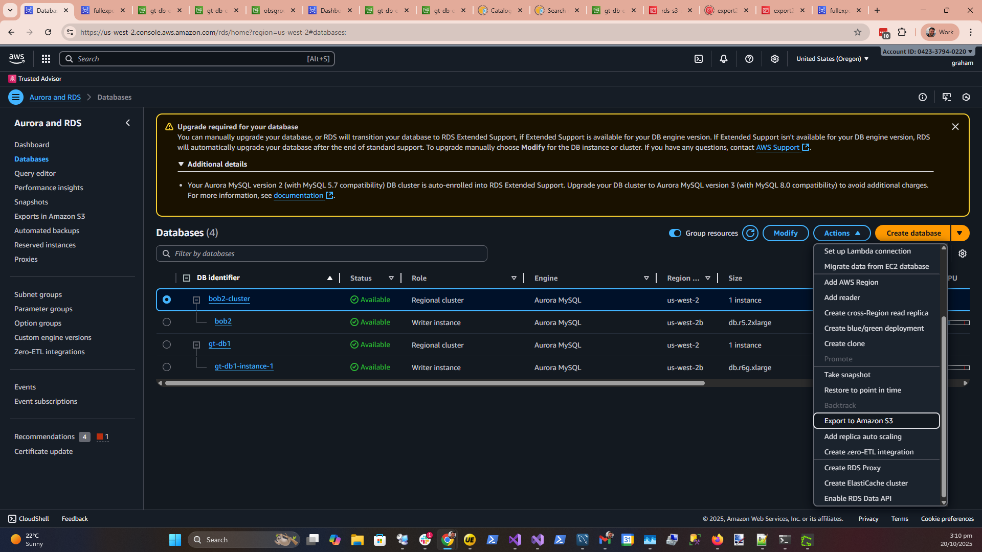 Exporting Data from RDS to S3 – Help Center